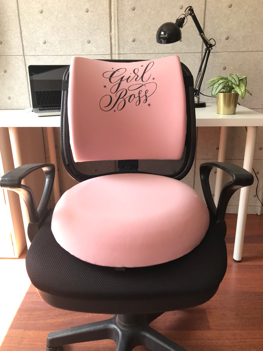 Girl Boss Visco Bel Yastığı Pembe Visco Oturma Minderi 2'li Set – officekup
